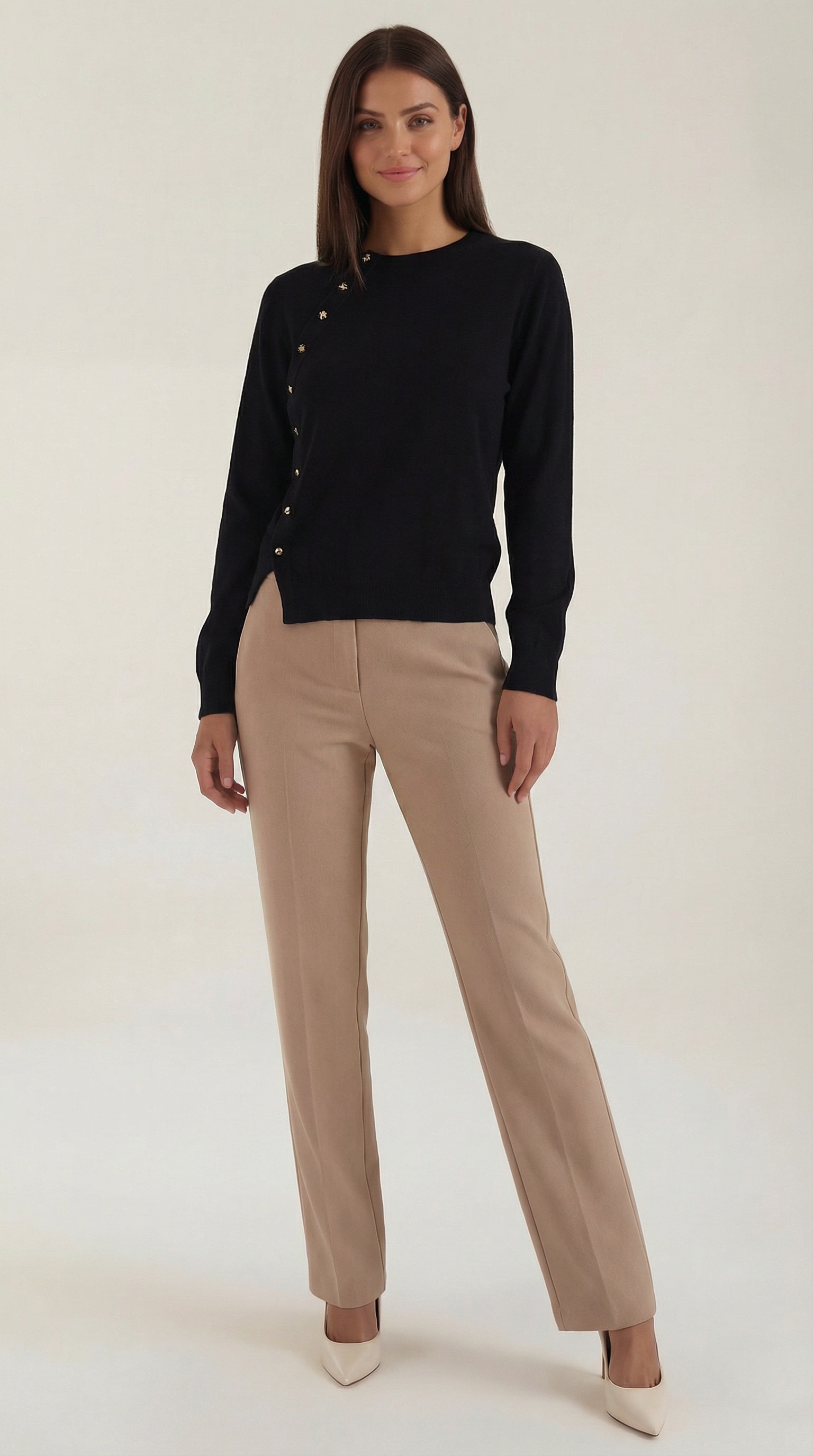 Norma Asymmetric Button Knit Top